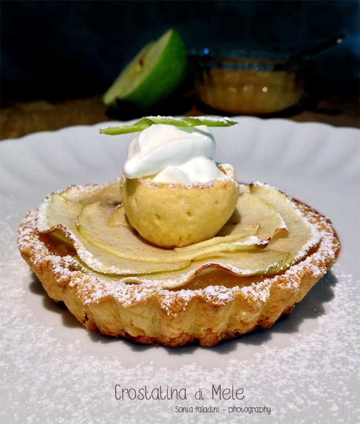 Crostatina di mele con caramello mou, monoporzione, Sonia Paladini