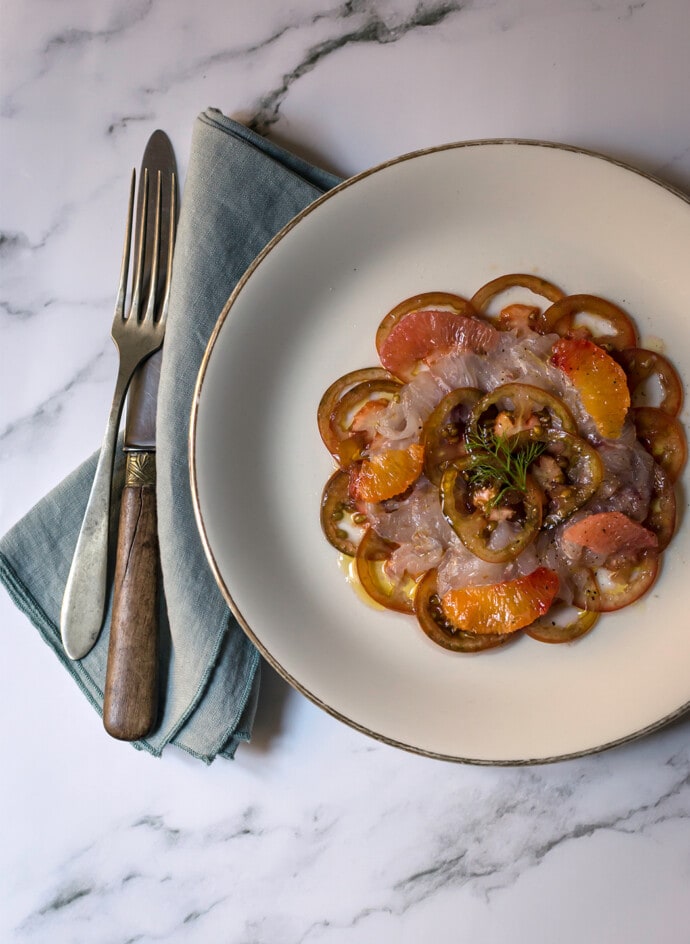 Carpaccio di iLcamone e branzino agli agrumi | Sonia Paladini ricetta light